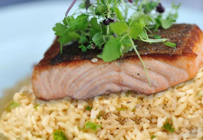 Recipe: Blackened Salmon With Rice and Cucumber Yogurt